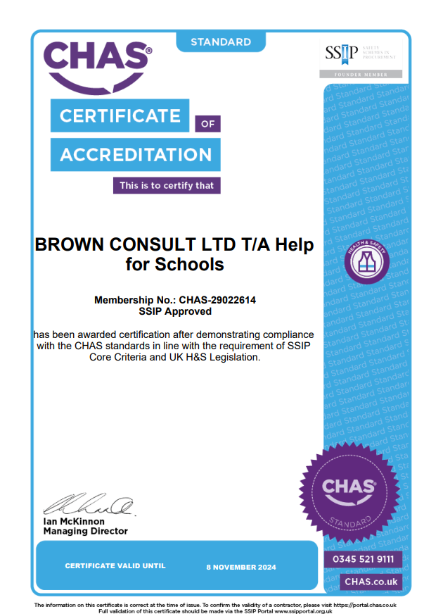 Brown Consult T/A Help for Schools are now CHAS accredited - Help For ...
